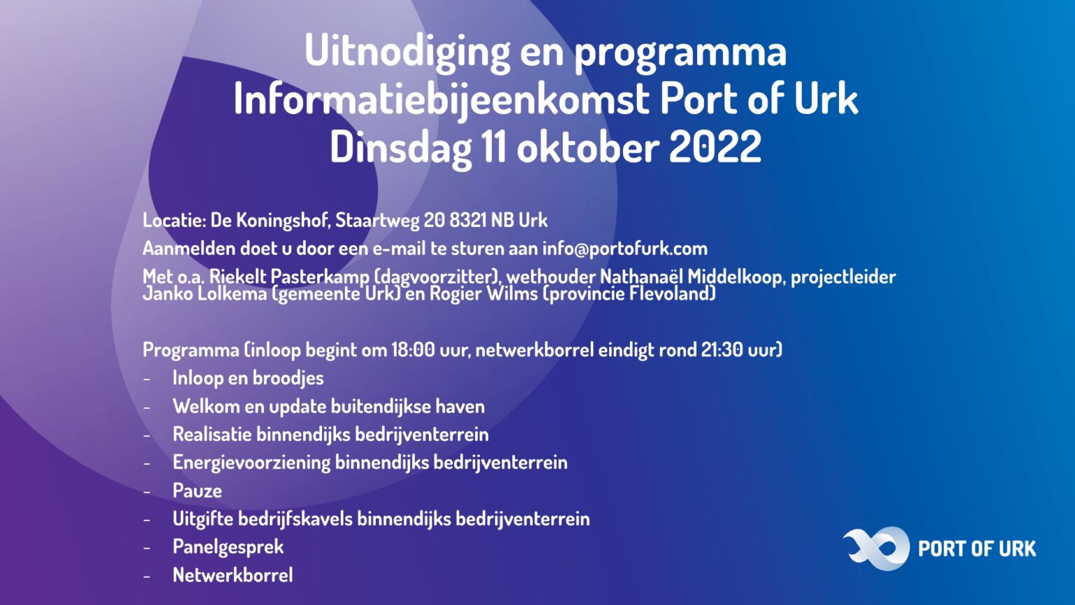 Programma informatiebijeenkomst 11 oktober - Port of Urk
